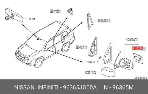 Genuine OE Mirror Glass Right Hand 96365JG00A , 96365-JG00A | eBay.de