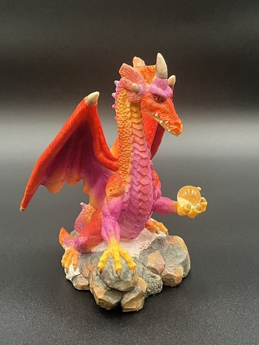 Summit Series Fantasy Pink Red Dragon Holding Crystal Orb Resin ...