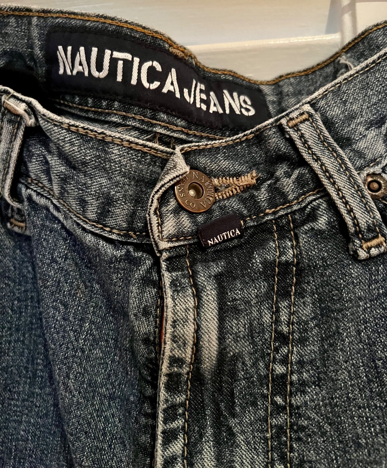 Men's Nautical Jeans With Painted Designs W32 L30 Blue - Gem