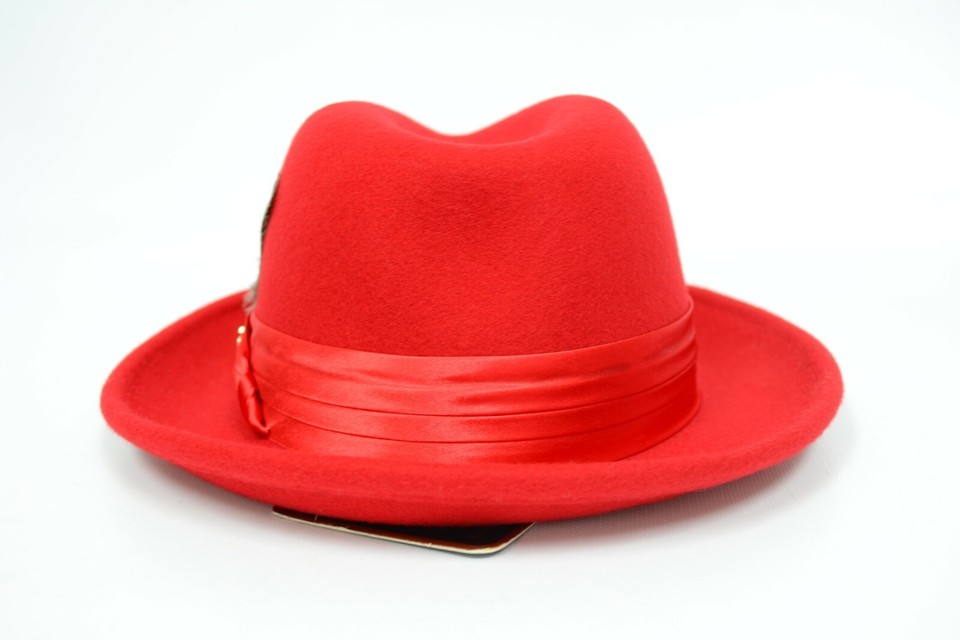 Men's Red Fedora 100% Wool By Bruno Capelo Crushable UN-105 | eBay