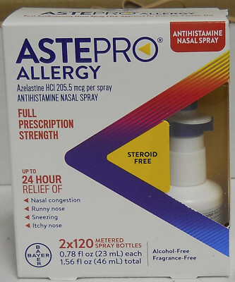 Astepro Bayer 24 Hour Multi-Symptom Allergy Spray 2X120=240 Sprays Exp ...
