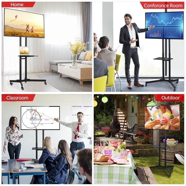 Mobile AV Carts TV Stand Tray for LCD LED Plasma Flat Screen w/Shelf ...