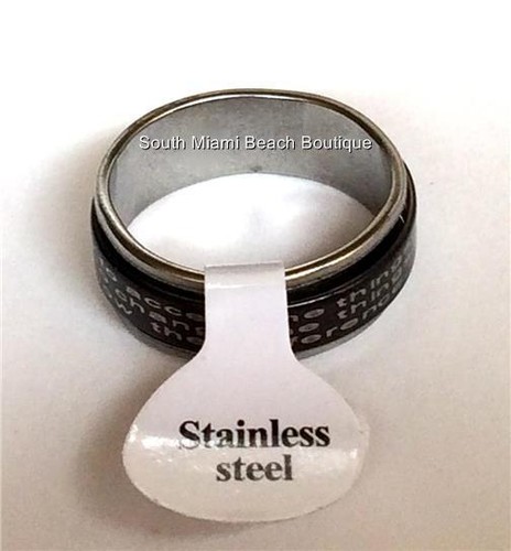 Serenity Prayer Spinner Ring Band Black Stainless Steel AA NA Al-Anon ...
