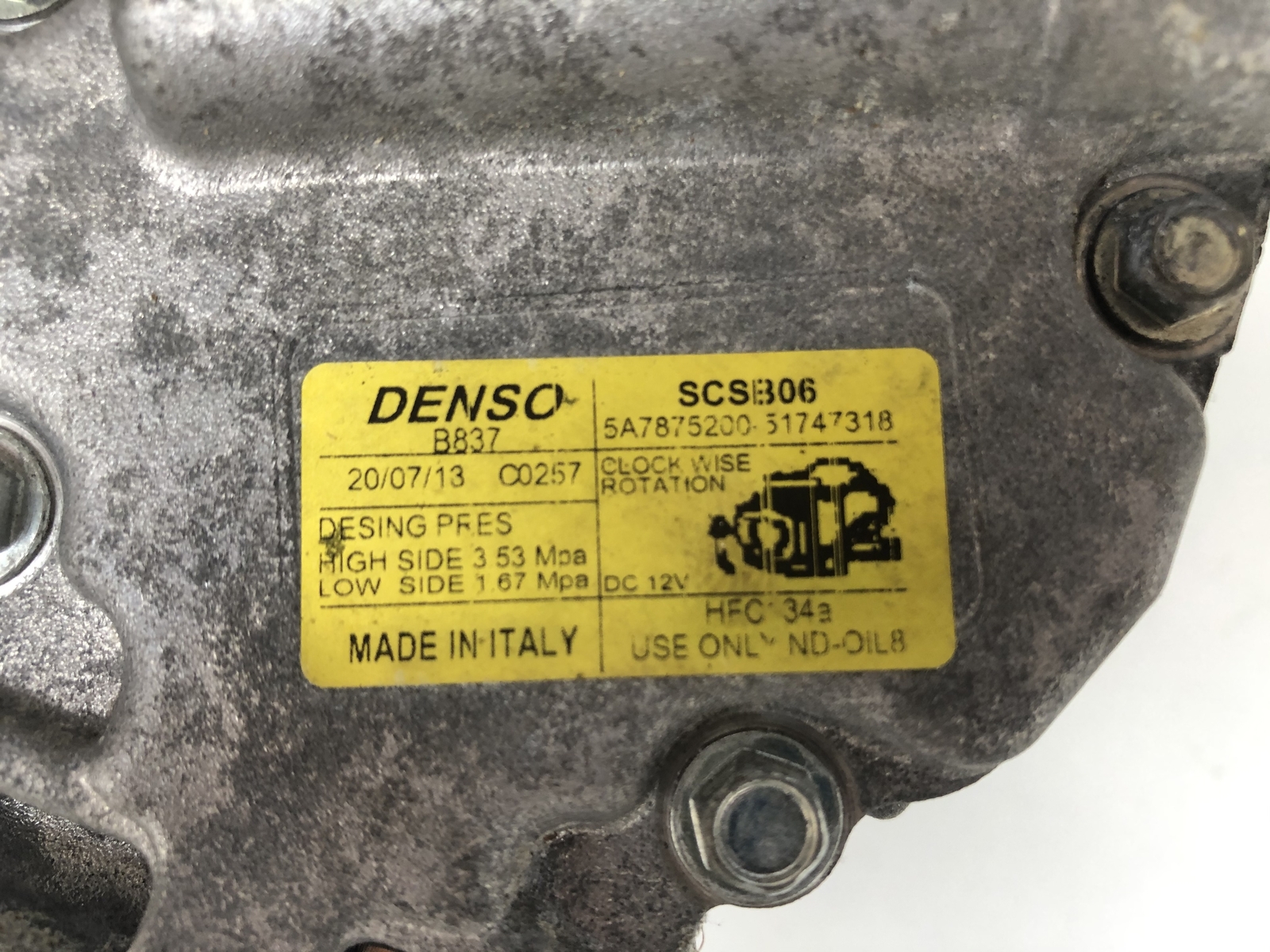 Klimakompressor Fiat Panda 500 Bravo Doblo Denso B837 C0257 5a7875200 ...