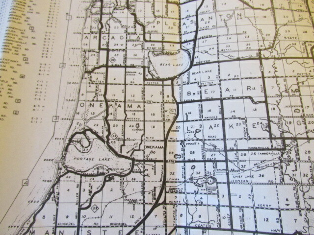 Vtg 1940's-1950's Manistee County MI Road Map Kaleva Kushinen Chevrolet ...