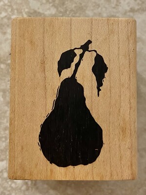 Pear With leaf Rubber Stamp, Solid Pear, Fruit Stamp, A Stamp In The ...