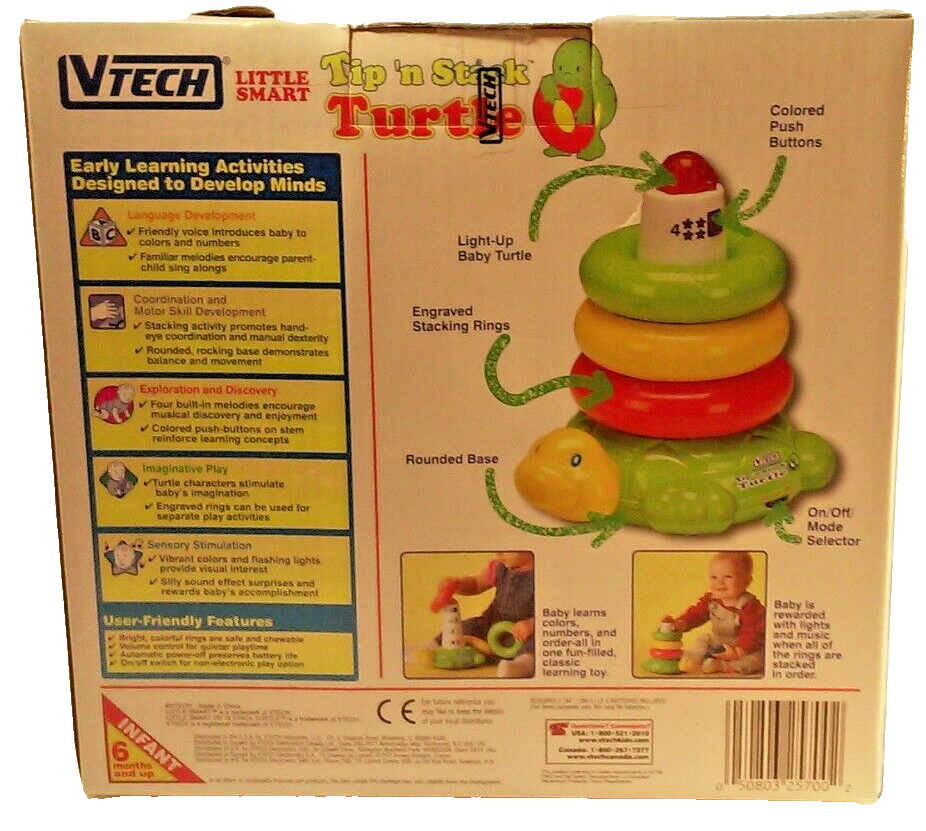 NEW - VTECH - LITTLE SMART - TIP 'N STACK TURTLE - 6 MONTHS & UP -EARLY ...