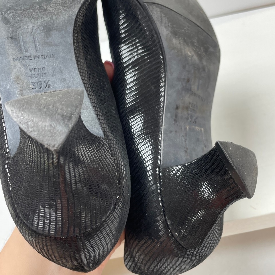 Thierry Rabotin Black Mary Jane Heels Womens 8 Buckled Elastic Strap ...