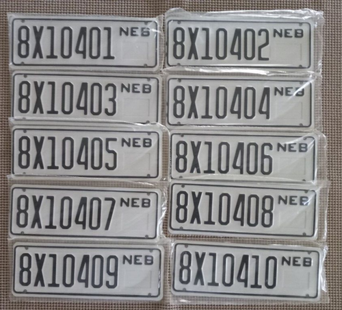 Lot of 10 Nebraska Consecutive Number Hall County Trailer License ...