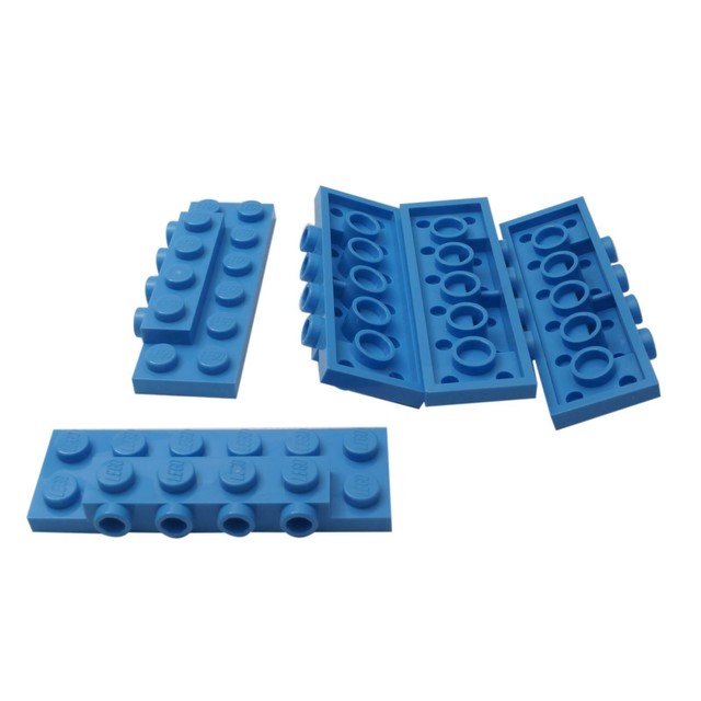 5 NEW LEGO Plate, Modified 2 x 6 x 2/3 with 4 Studs on Side Medium Blue ...