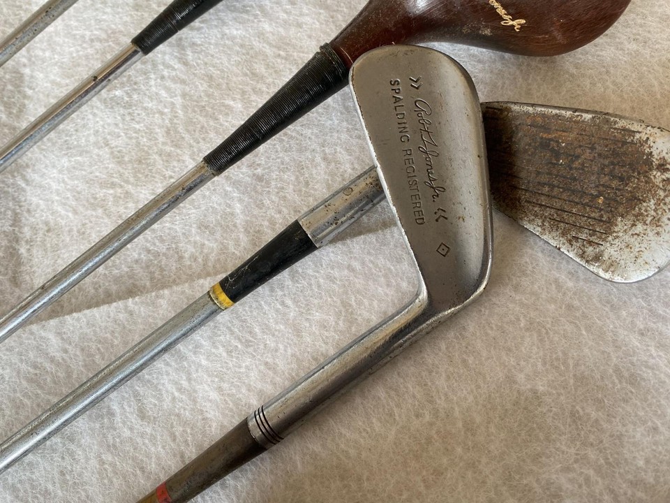 Vintage Spalding Golf Clubs Hickory Shaft 3 Wood Drivers | eBay