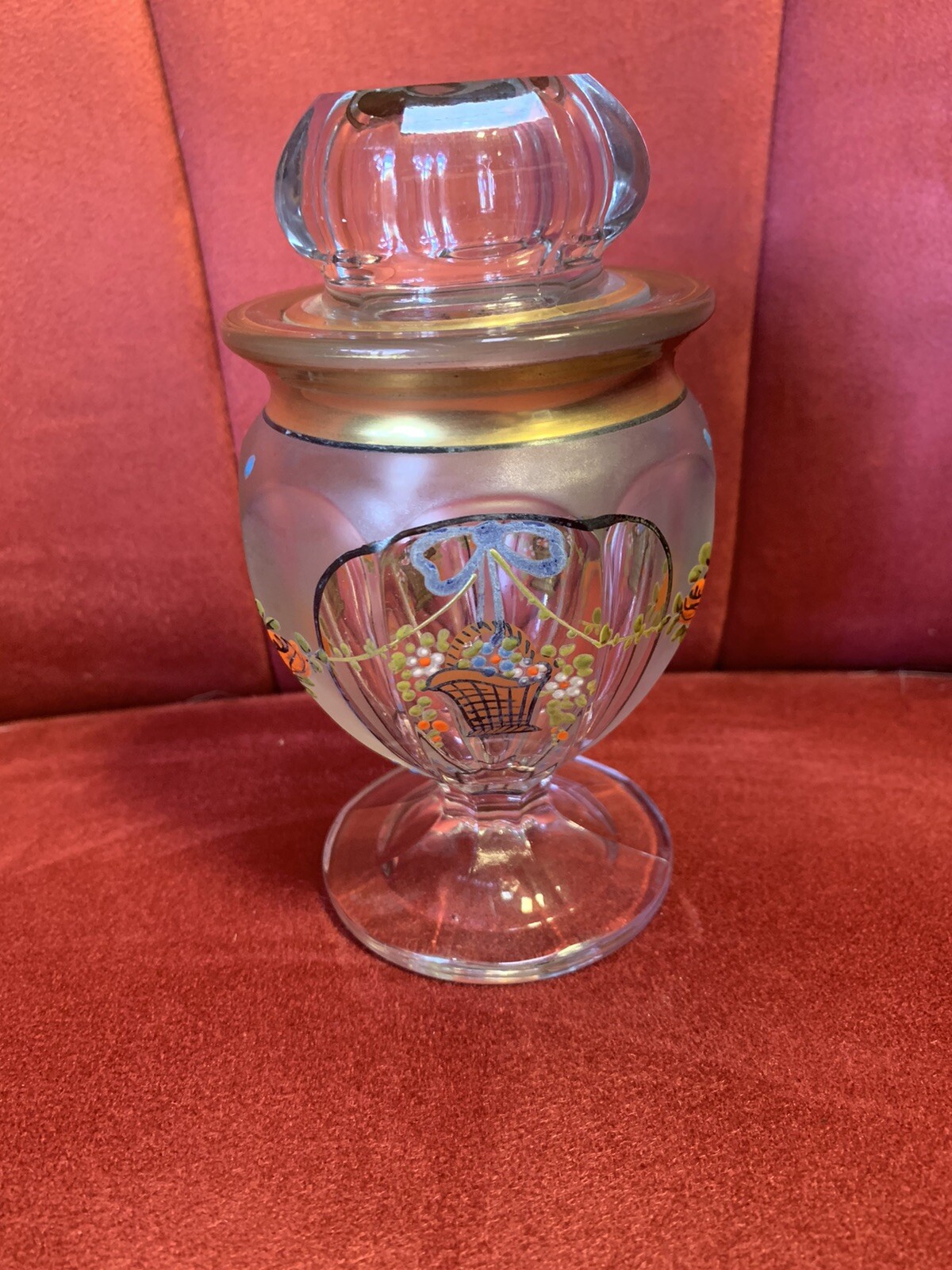 Rare Vintage Heisey Hand Painted Enamel Vanity Dresser Jar | eBay