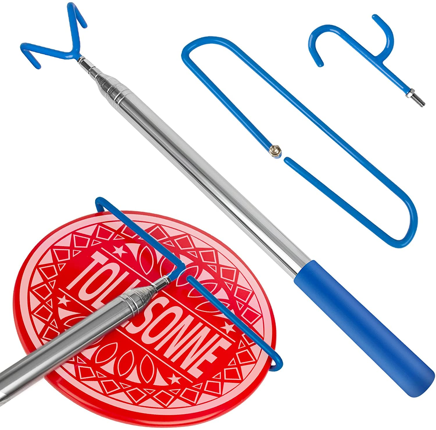 Disc Golf Retriever Pole with 3 Hooks, Telescoping Disc Tool Extendable ...