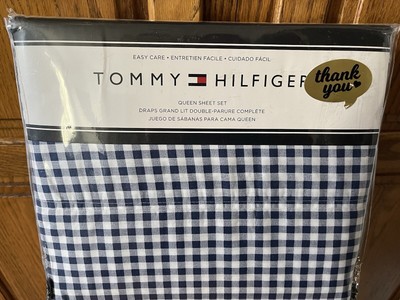 Tommy Hilfiger Blue/White Colored Check Queen Sheet Set 4 Pieces | eBay