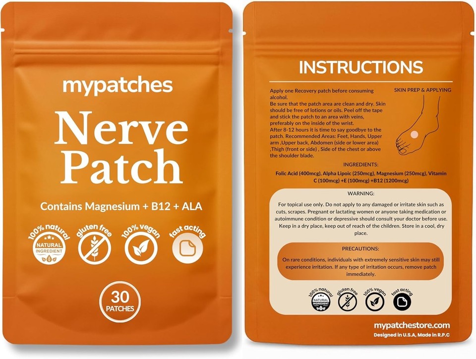 mypatches Nerve Patch with Magnesium, B12 Alpha Lipoic Acid – with ...