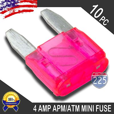 10 Pack 4A Mini Blade Style Fuses APM/ATM 32V Short Circuit Protection ...