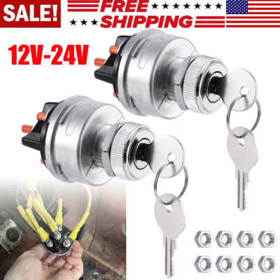 2Pack Universal Ignition Key Starter Switch With 2 Keys For Car Truck ...