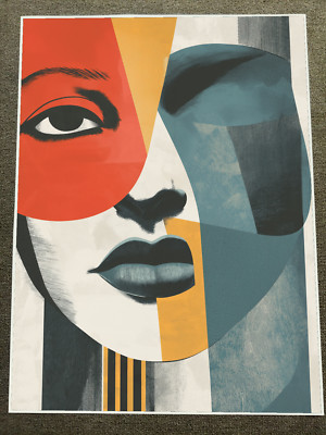 Geometric Woman Portrait with Colorful Abstract Patterns Poster 18x24in ...