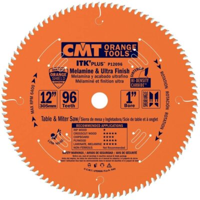 CMT P12096 1" Bore ITK Melamine & Ultra Finish Saw Blade, 12" x 96 ...