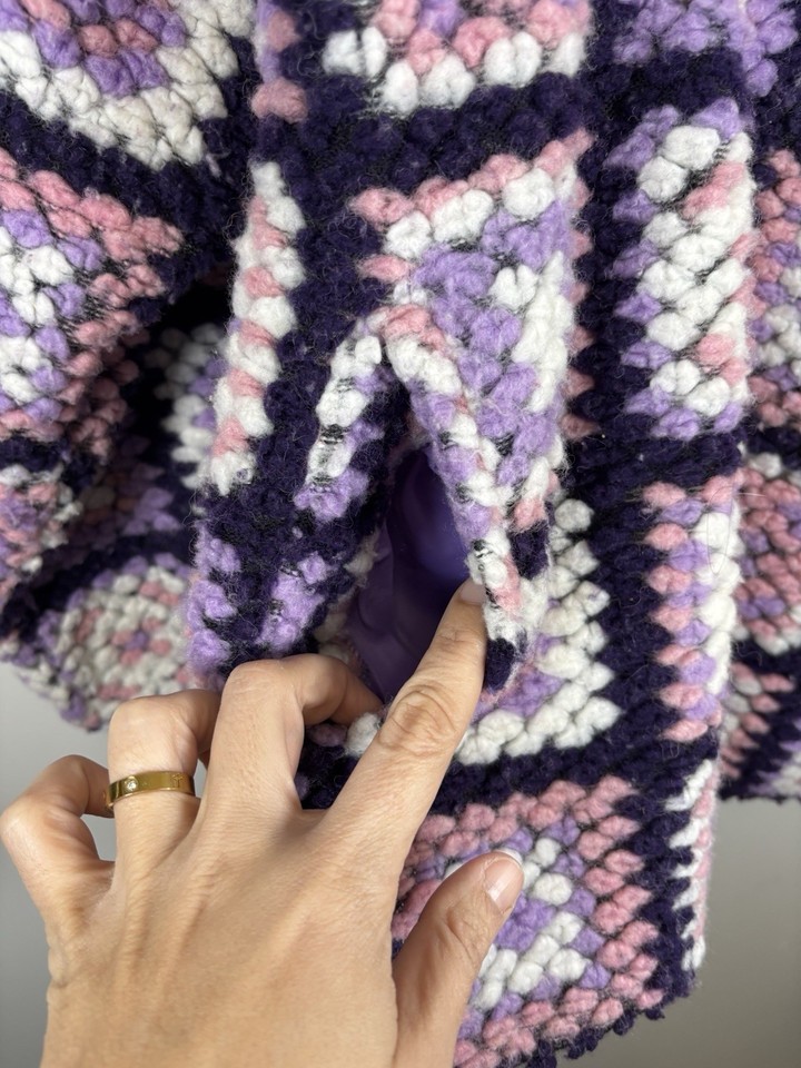 Zara crochet granny square jumper sweater zip jacket knit Pre Loved M/L ...