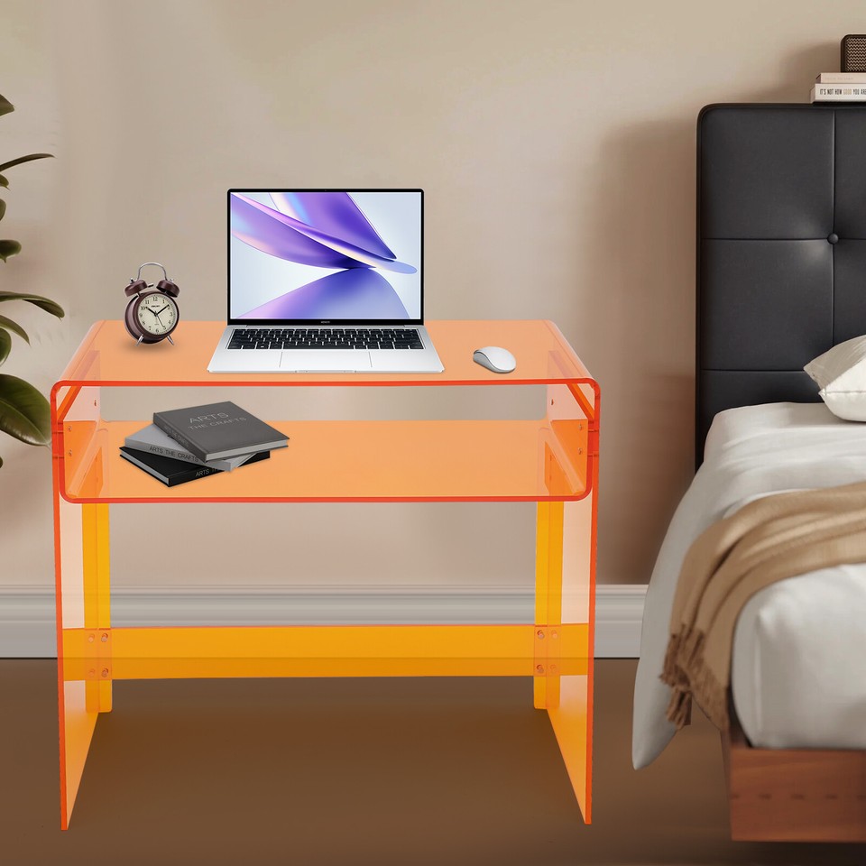 Acrylic Desk, 34 Inch, Clear Small Computer Desk for Variety of Uses ...