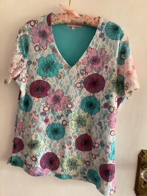 Michele Hope floral lace short sleeve Top, Size 14-16 | eBay UK
