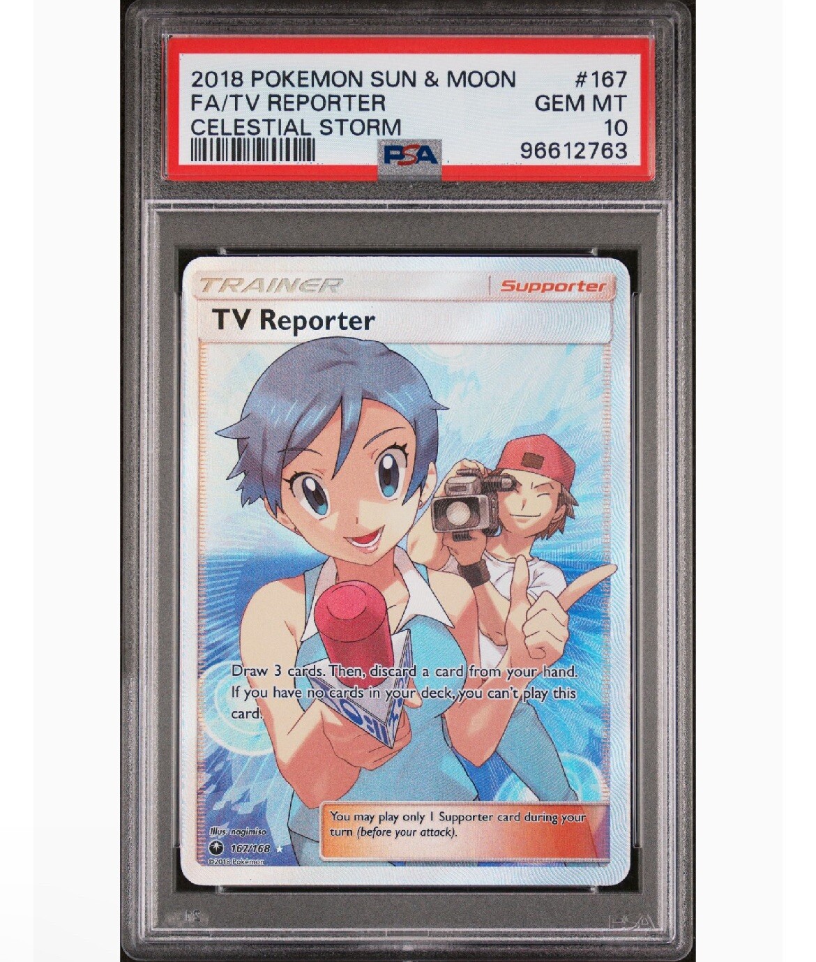 PSA 10 TV Reporter Full Art 167/168 Pokemon Sun Moon Celestial Storm ...