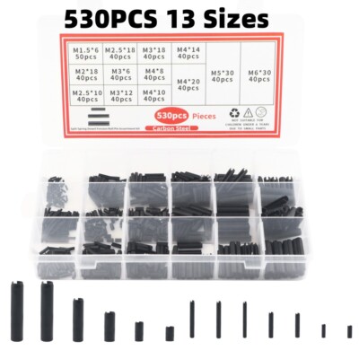 530pcs Roll Pin Assortment Set 13 Sizes M1.5 M2 M2.5 M3 M4 M5 M6 Roll ...