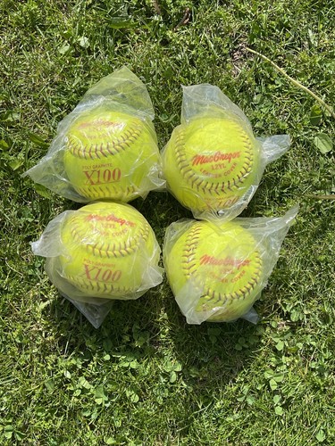 MacGregor X100 12YL / 12 Inch Softballs. 375 / .47COR. 4 Brand New ...