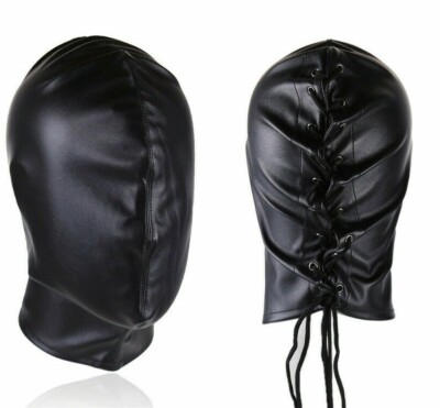 Adult unisex Soft PU Leather Full covered Hooded Head Mask club ...
