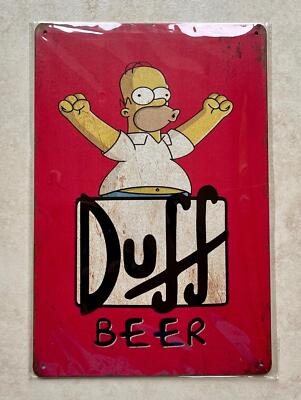 DUFF BEER METAL PLAQUE SIGN BEER BAR PUB MAN CAVE GARAGE HOMER SIMPSON ...