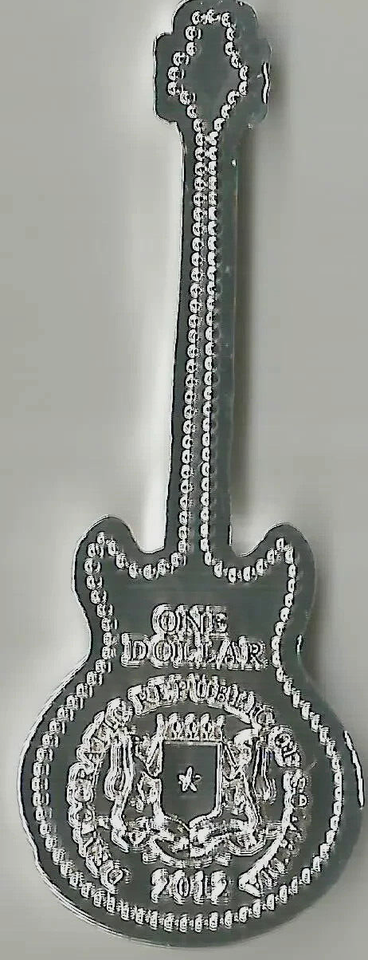 Somalia 1 DOLLAR 2012 x 1 Pcs British Flag UNC GUITAR SHAPED Red SILVER ...