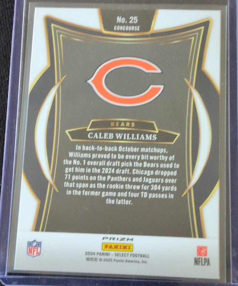 2024 Panini Select Concourse Caleb Williams RC #25 Black & Blue Shock ...