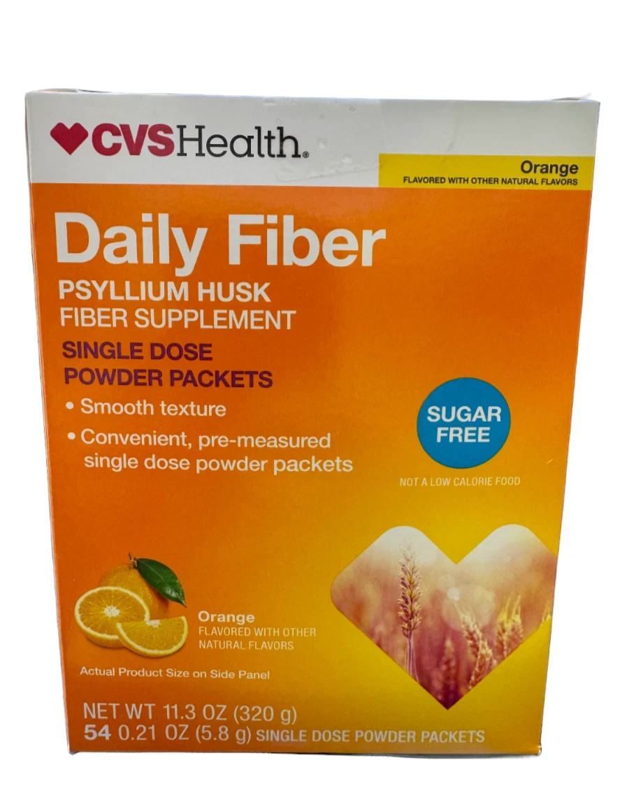 CVS HEALTH DAILY FIBER SUGAR FREE ORANGE 54 SINGLE DOSE POWDER PACKETS ...