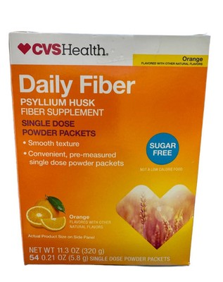 CVS HEALTH DAILY FIBER SUGAR FREE ORANGE 54 SINGLE DOSE POWDER PACKETS ...