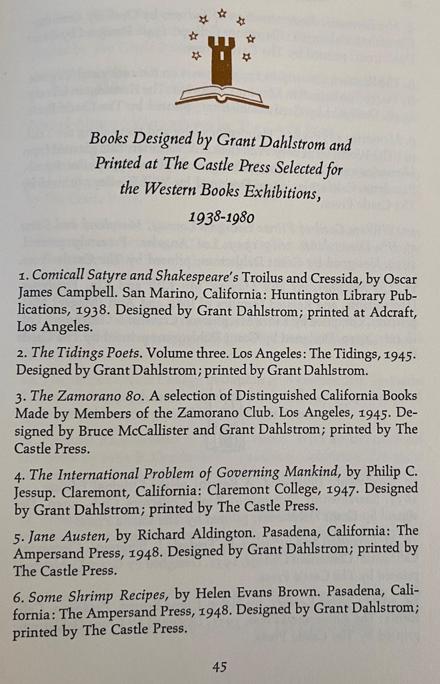 GRANT DAHLSTROM & THE 1st 50 YEARS OF THE CASTLE PRESS by David W ...