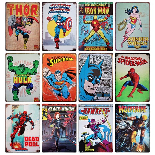 Comic Superheroes Metal Sign 20x30 cm Vintage Retro Marvel DC Poster ...