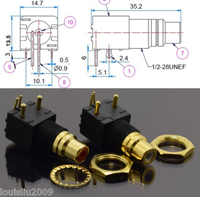 10pcs Gold RCA Female Jack Pin PCB Socket Audio Video A/V Socket ...