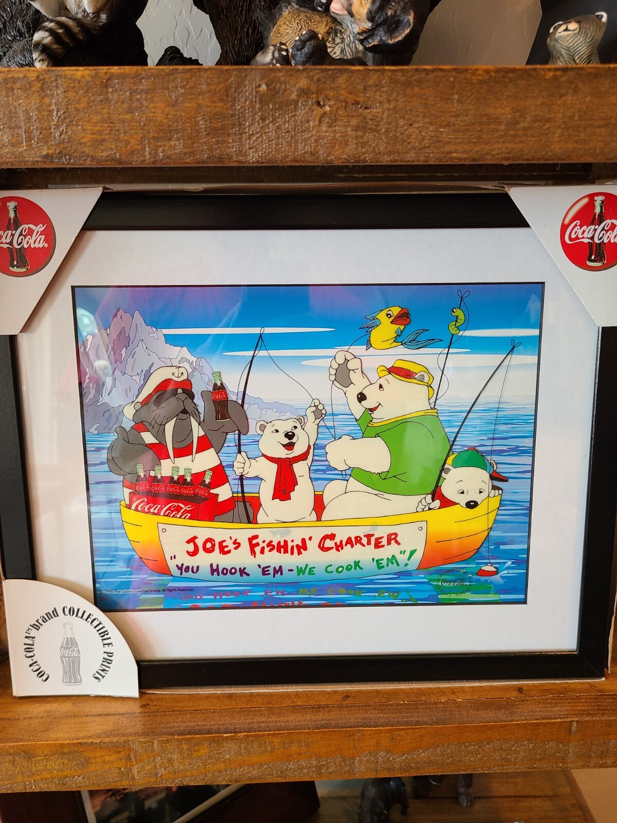 1998 Coca Cola Serigraphic Print “Joe’s Fishin Charter You Hook Em”" we ...