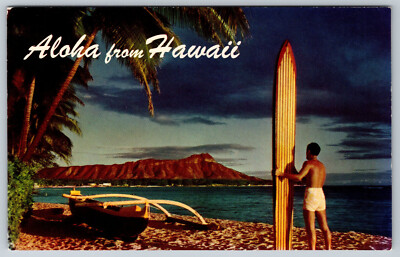 Postcard Aloha from Hawaii Outrigger & Diamond Head Surfboard Honolulu ...