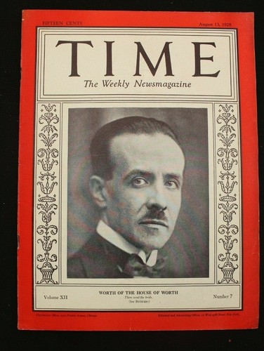 1928 Time Magazine August 13 Worth Of The House of Worth (Jean-Charles ...