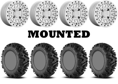 Kit 4 EFX MotoMTC Tires 28x10-15 on Black Rhino Parker Beadlock Silver ...