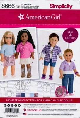 Simplicity 8666 American Girl 18" Doll Clothes Sewing Pattern 4 Outfits ...