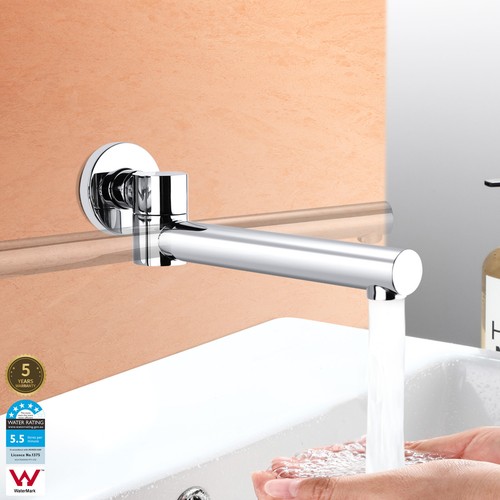 ACA Chrome Round Swivel Water Spout Outlet Brass Faucet Wall Mount ...