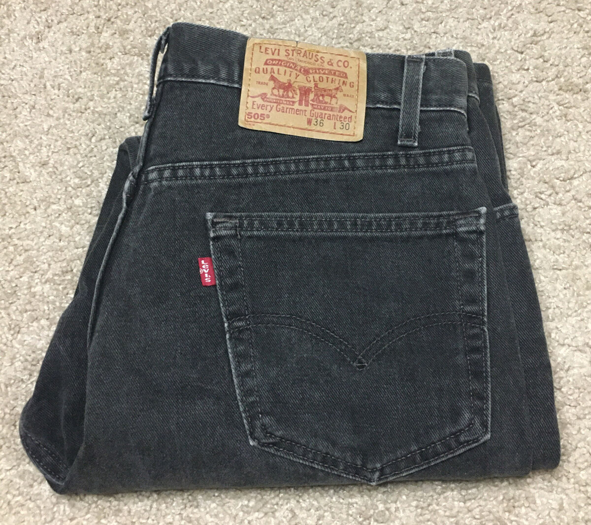 Vtg 90s USA Made Levi's 505 Black Regular Fit Straight Leg Vtg 90s USA Made Levi's 505 Black Regular Fit Straight Leg