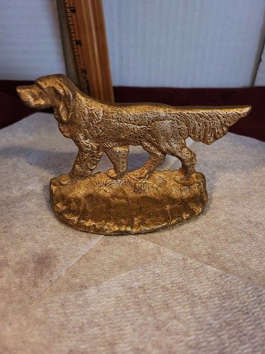 VINTAGE COLLECTIBLE CAST IRON IRISH SETTER BOOK END PAPER WEIGHT 6X3in ...