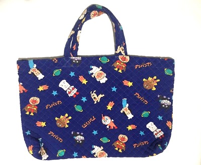 Vtg Ang Pang Man Blue Quilted Tote Bag 19"W x 13"L Japanese Anime ...