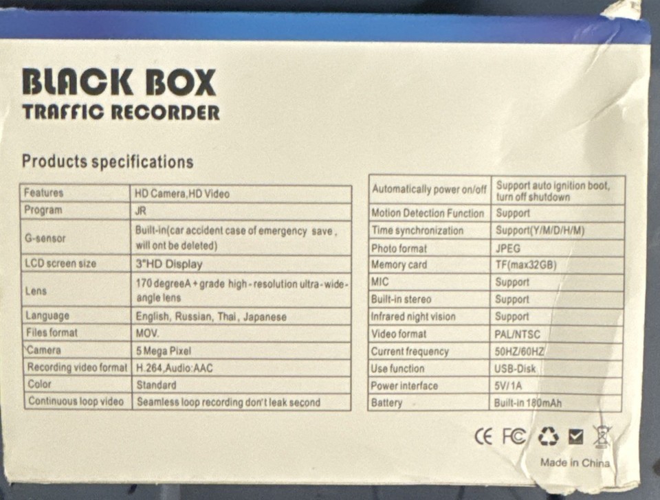 Black Box Traffic Recorder 1080p A12 32 GB | eBay