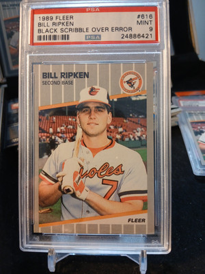 1989 Fleer - #616 Billy Ripken Error SCRIBBLE OVER ERROR PSA 9 | eBay