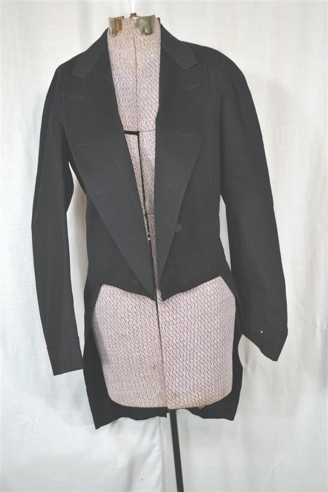 antique jacket tuxedo tails coat black chest 36" wool… - Gem